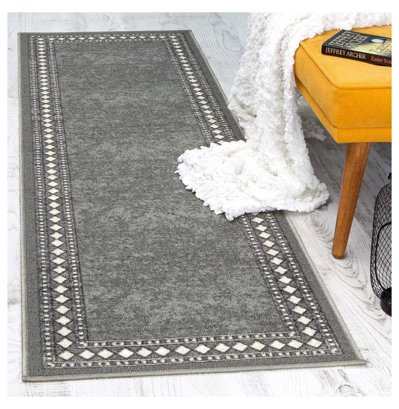 TiaGOC Alfombras Modern Bordered 2x7 Non-Skid (Non-Slip) Low Profile ...