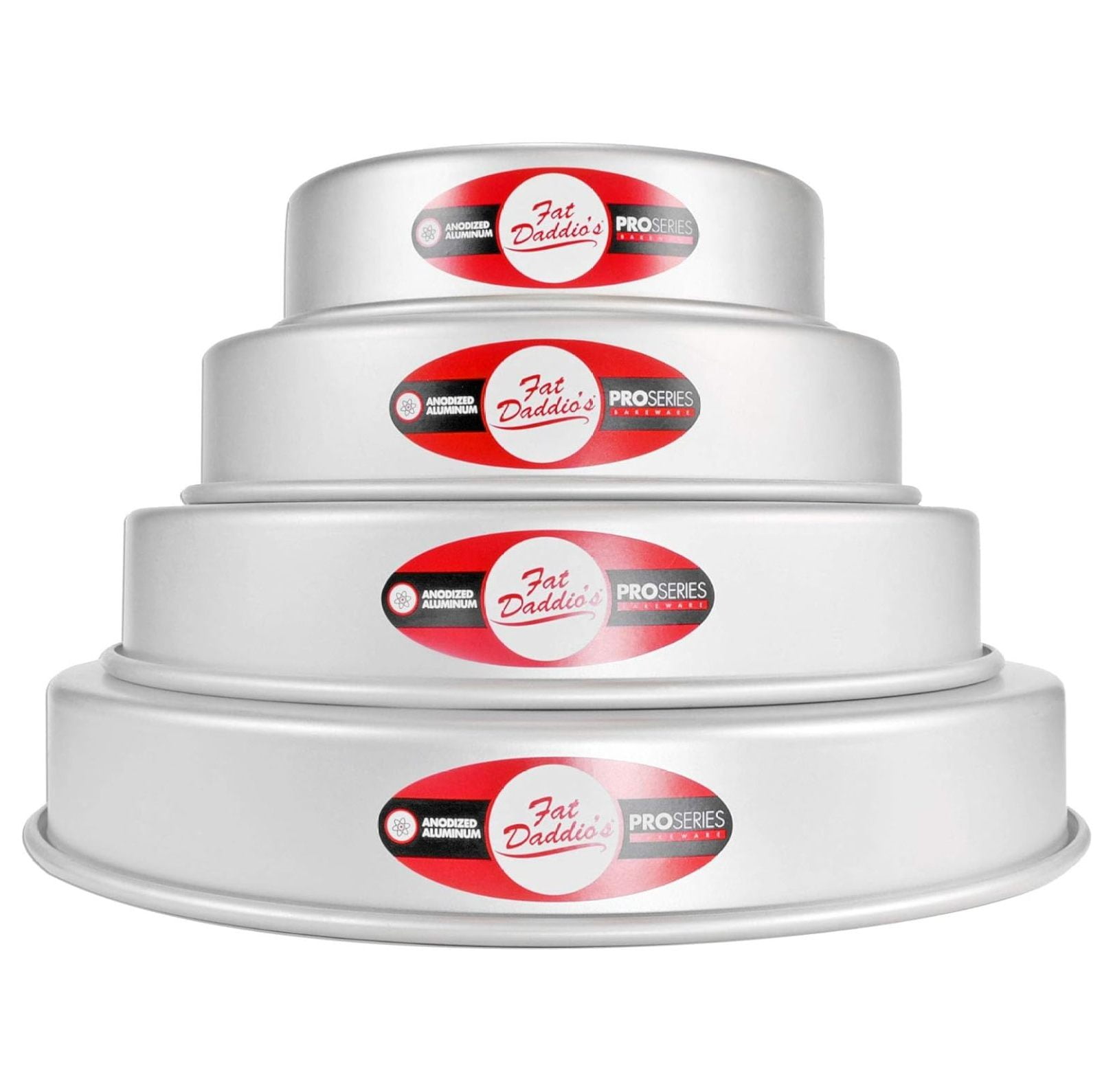 TiaGOC Anodized Aluminum 4-Tiered Even Round Cake Pan Set, 2 Inch Depth ...