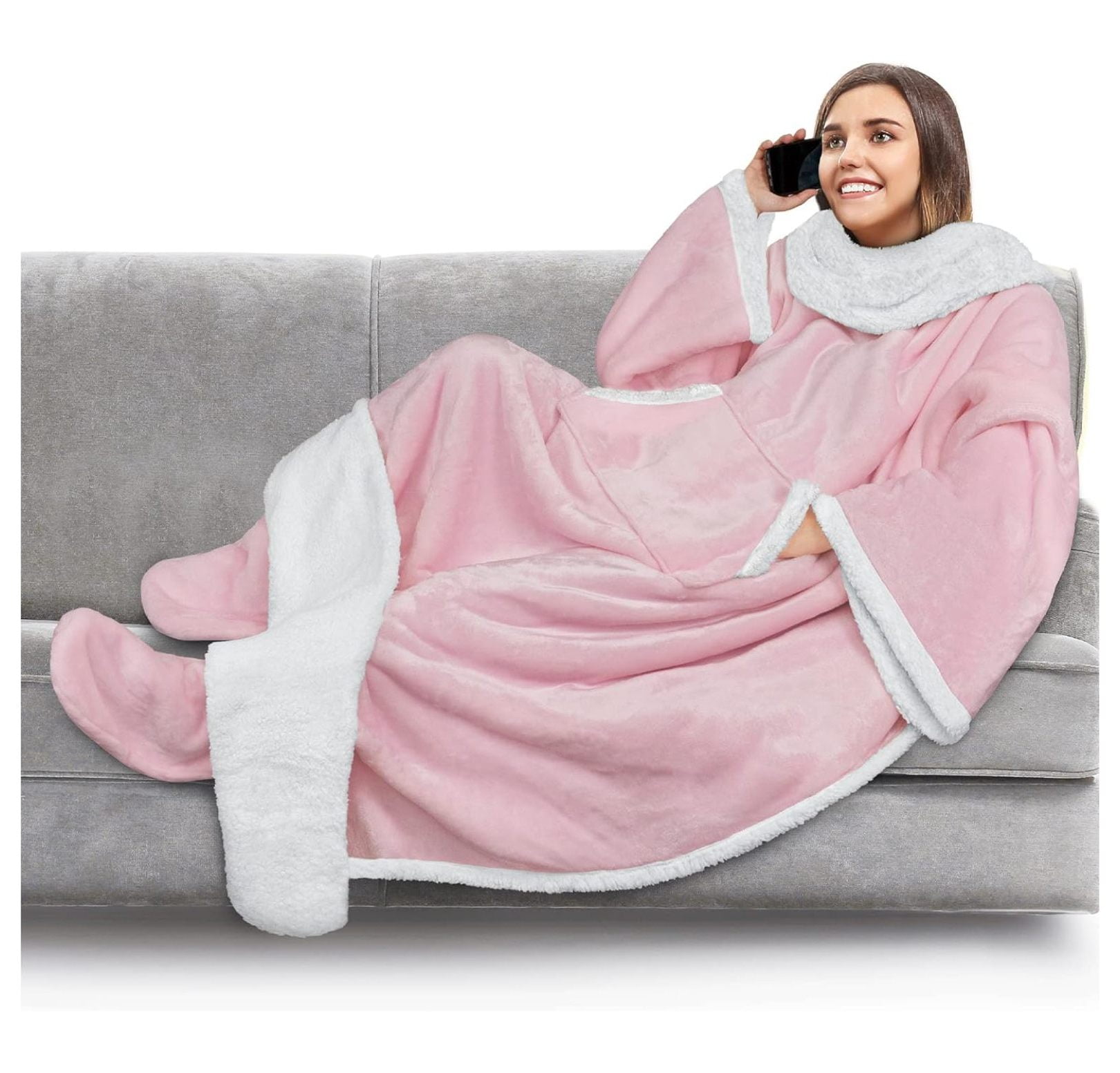 TiaGOC Blanket with Sleeves and Foot Pocket for Women Men Adults ...