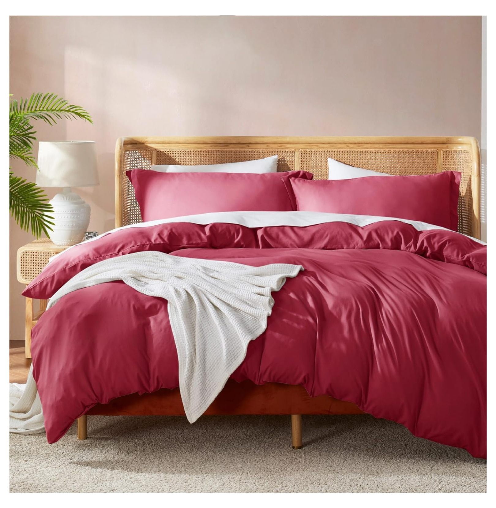TiaGOC Burgundy Red Duvet Cover Queen Size - Soft Double Brushed Queen ...