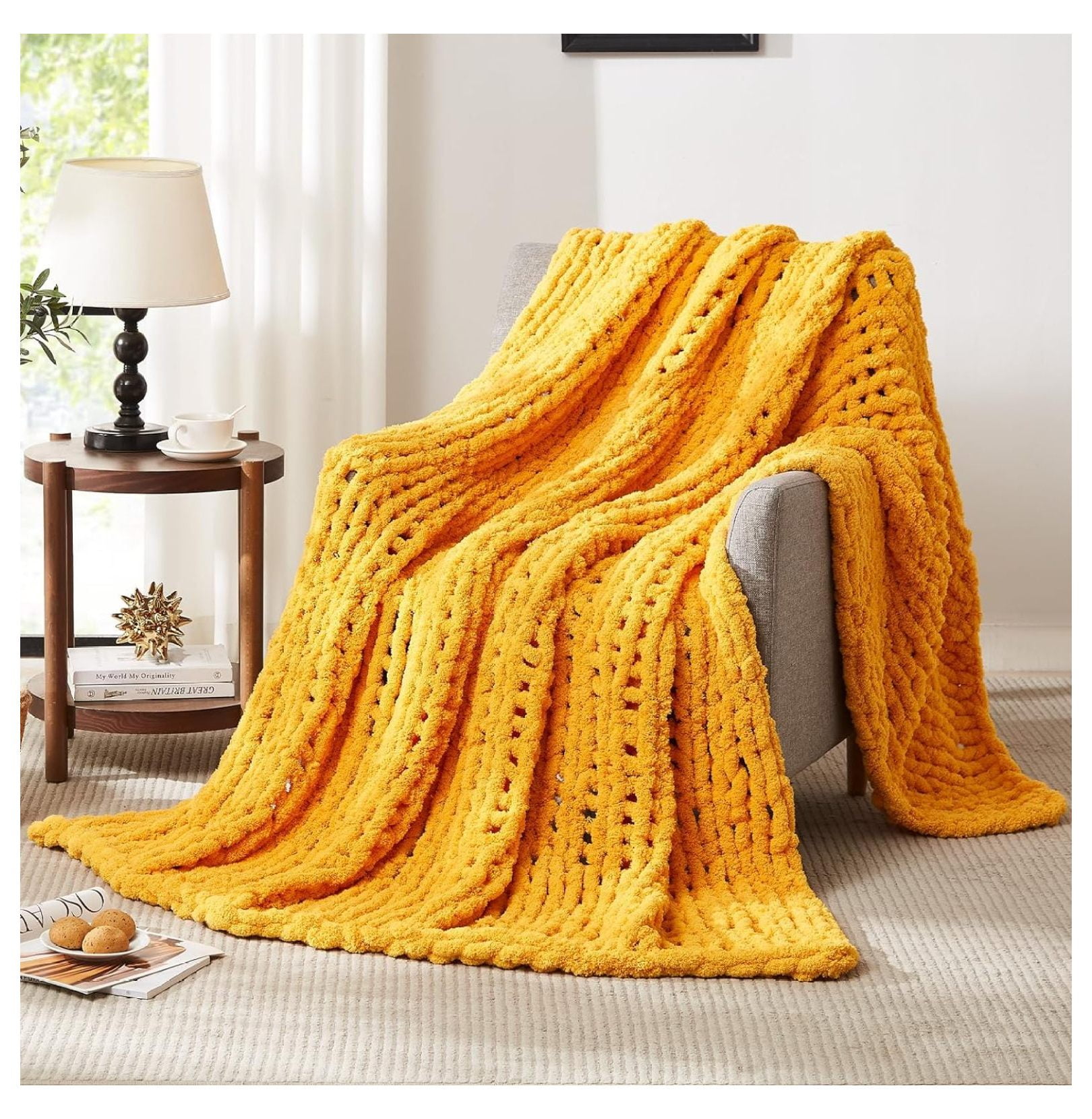 TiaGOC Chunky Knit Blanket Throw - Soft Chunky Throw Blanket 30x40: 100 ...