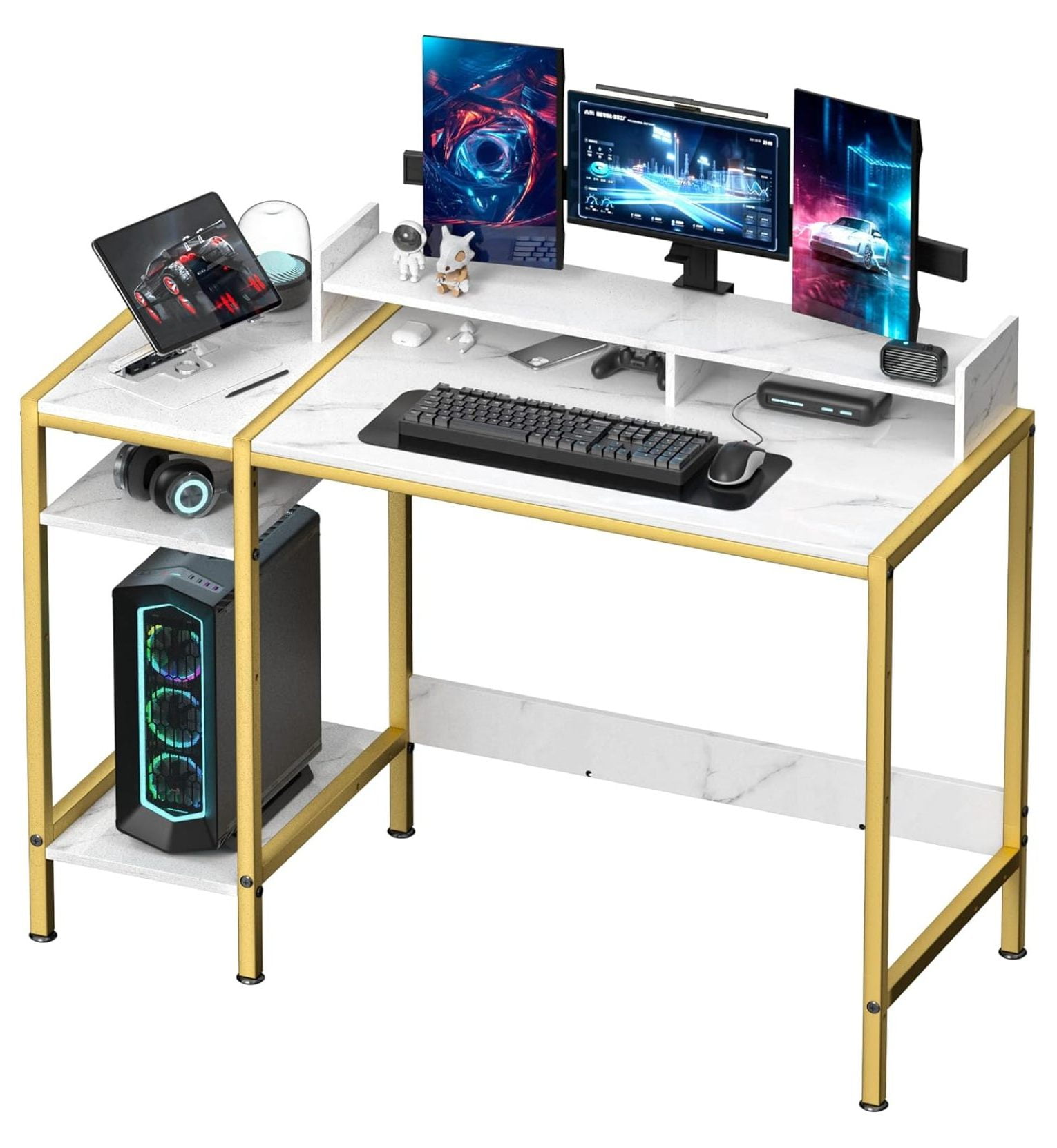 TiaGOC Computer Desk - 47 Inch Home Office Desk with Storage, Gaming ...