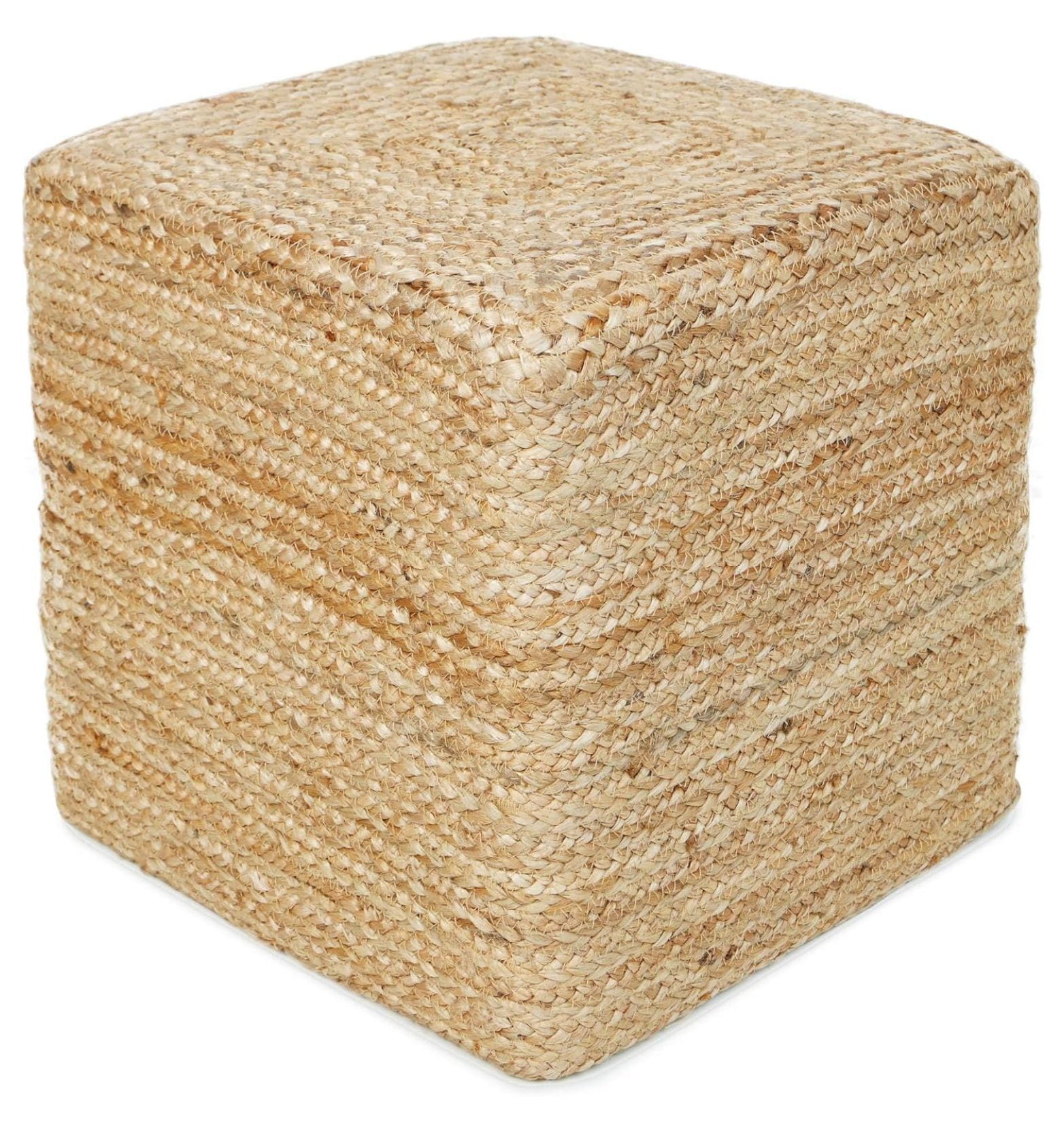 TiaGOC Cube Pouf Foot Stool Ottoman - Jute Braided Pouffe Poof Accent ...