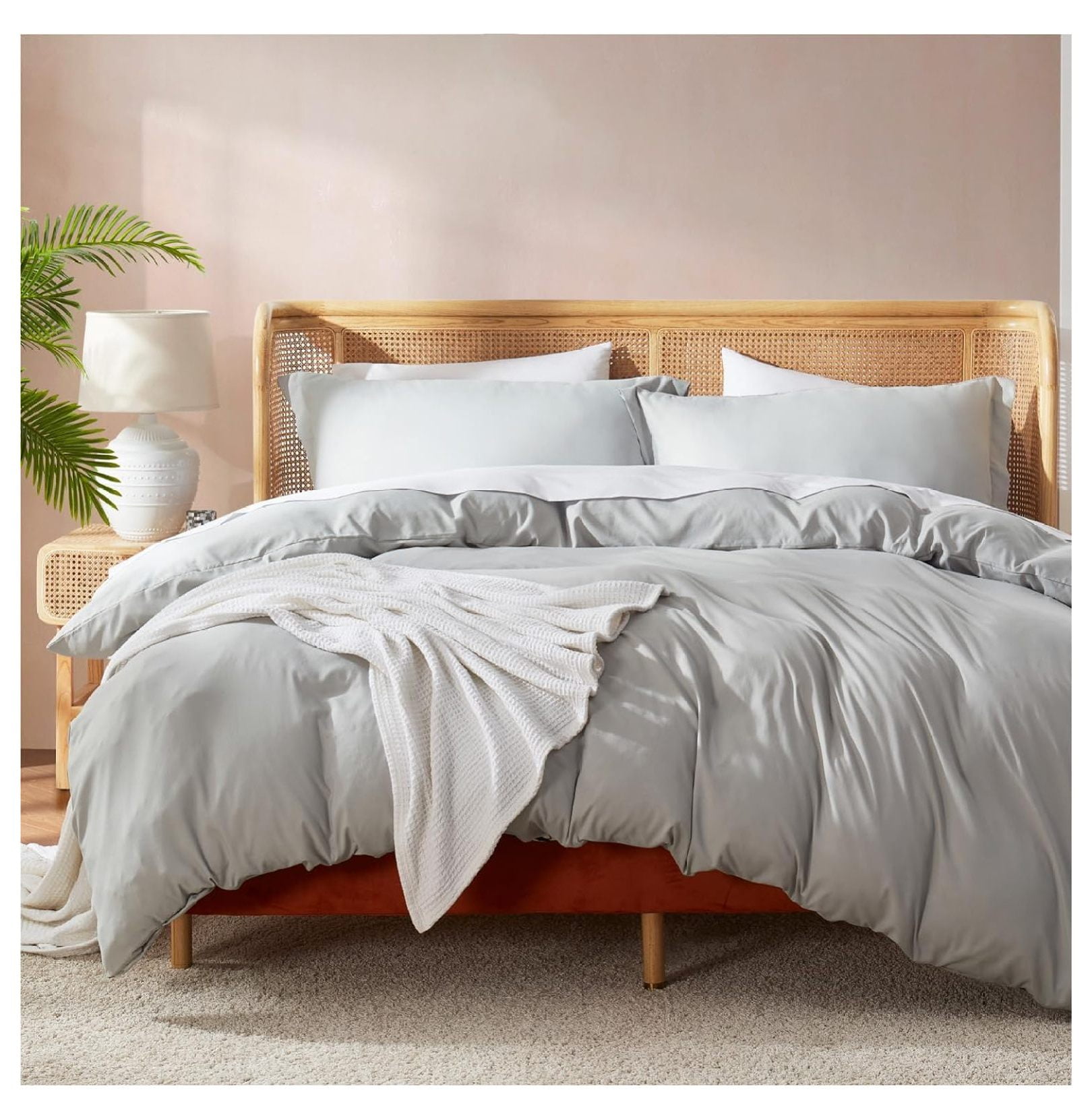 TiaGOC Duvet Cover Set - Soft Double Brushed Light Grey Duvet Cover ...