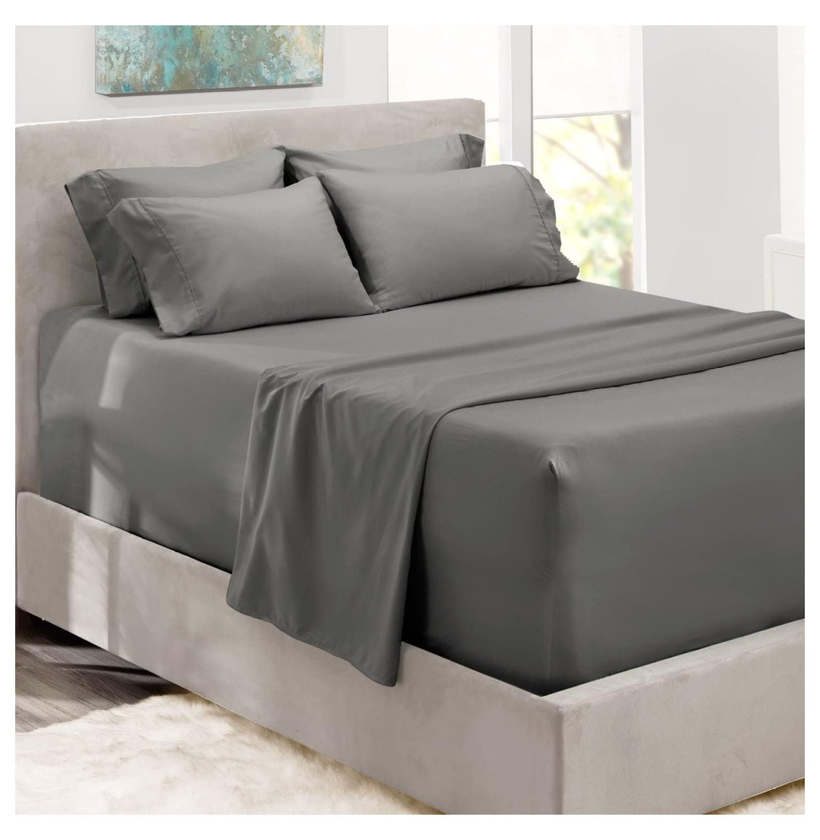 TiaGOC Extra Deep Pocket Queen Sheets Sets - Fits Mattress 18-24 Inches ...