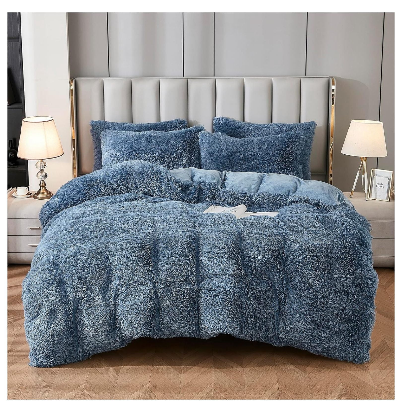 TiaGOC Faux Fur Velvet Fluffy Bedding Duvet Cover Set Down Comforter ...