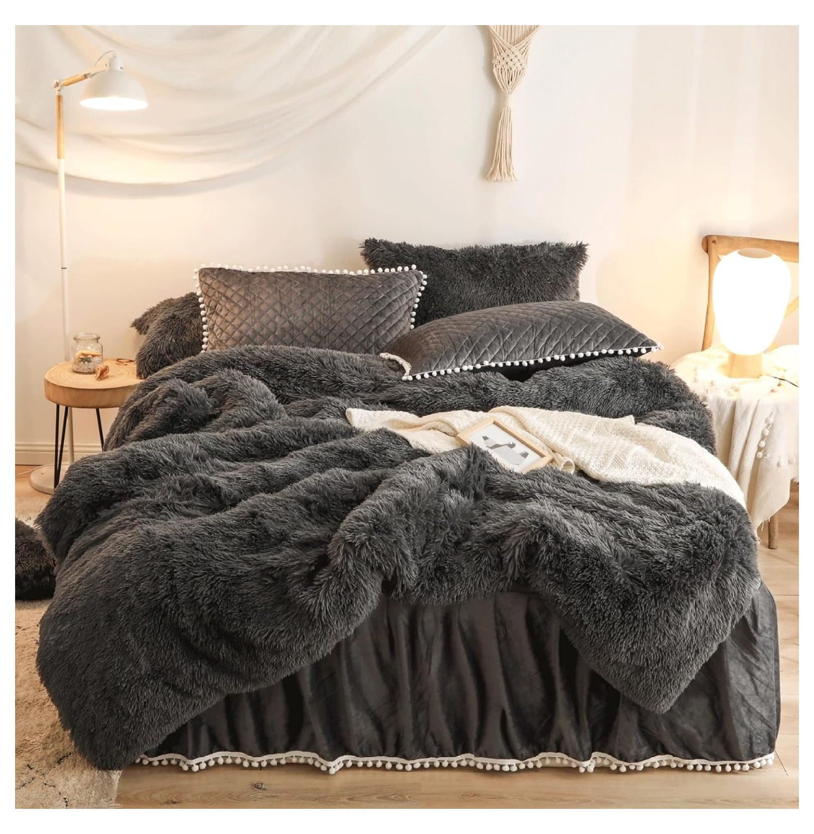 TiaGOC Fluffy Plush Shaggy Duvet Cover,Soft Fuzzy Comforter Set (1 Faux ...