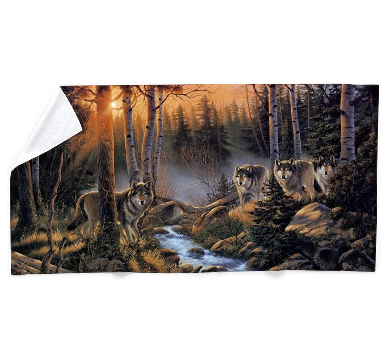 TiaGOC Forest Wolves Large Beach Towel, Soft Towel with Unique Design ...