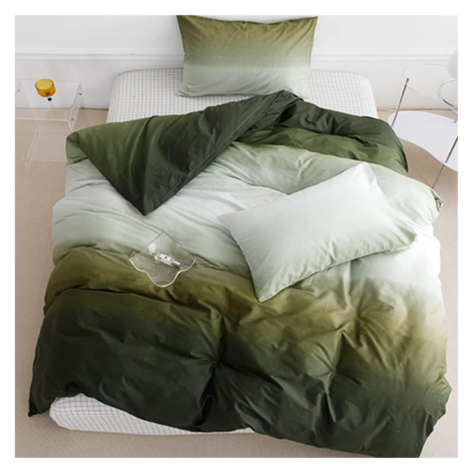 TiaGOC Green White Bedding Comforter Set Gradient Green Comforter Sets ...