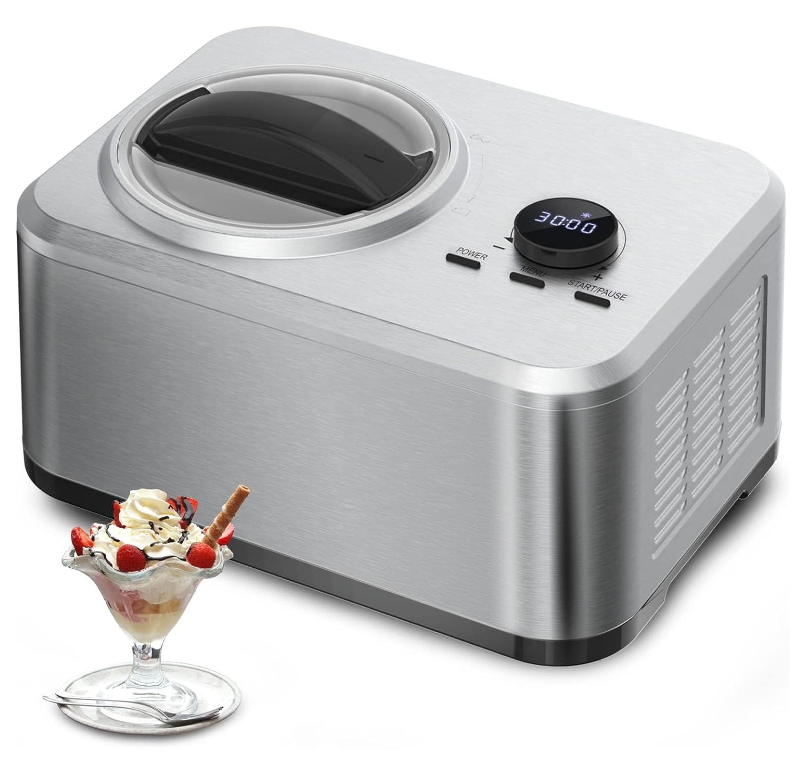 TiaGOC Ice Cream Maker,1.5 Quart Stainless Steel Automatic Ice Cream ...
