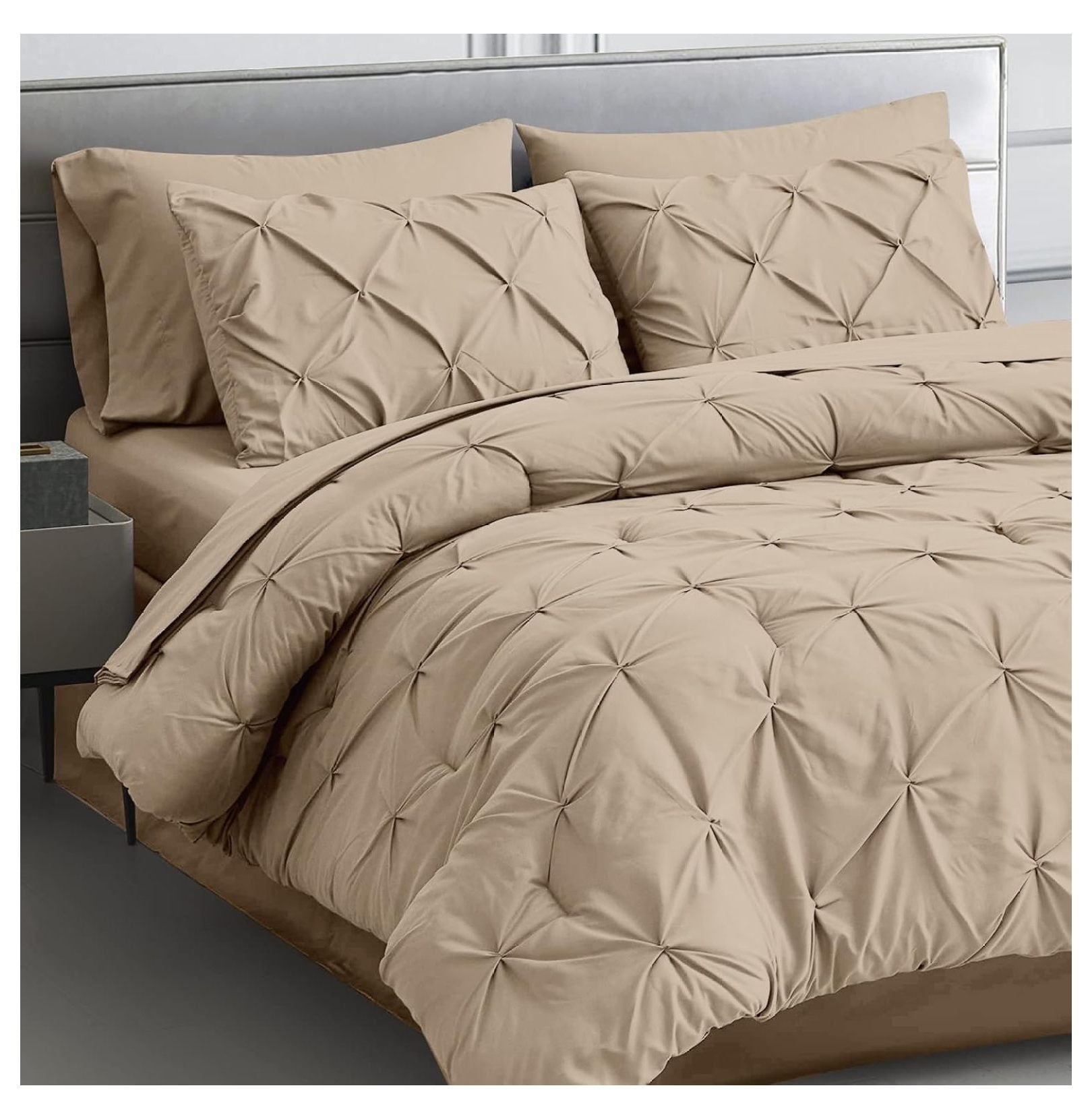 TiaGOC King Comforter Set - 7 Pieces Pintuck Bed in A Bag King ...