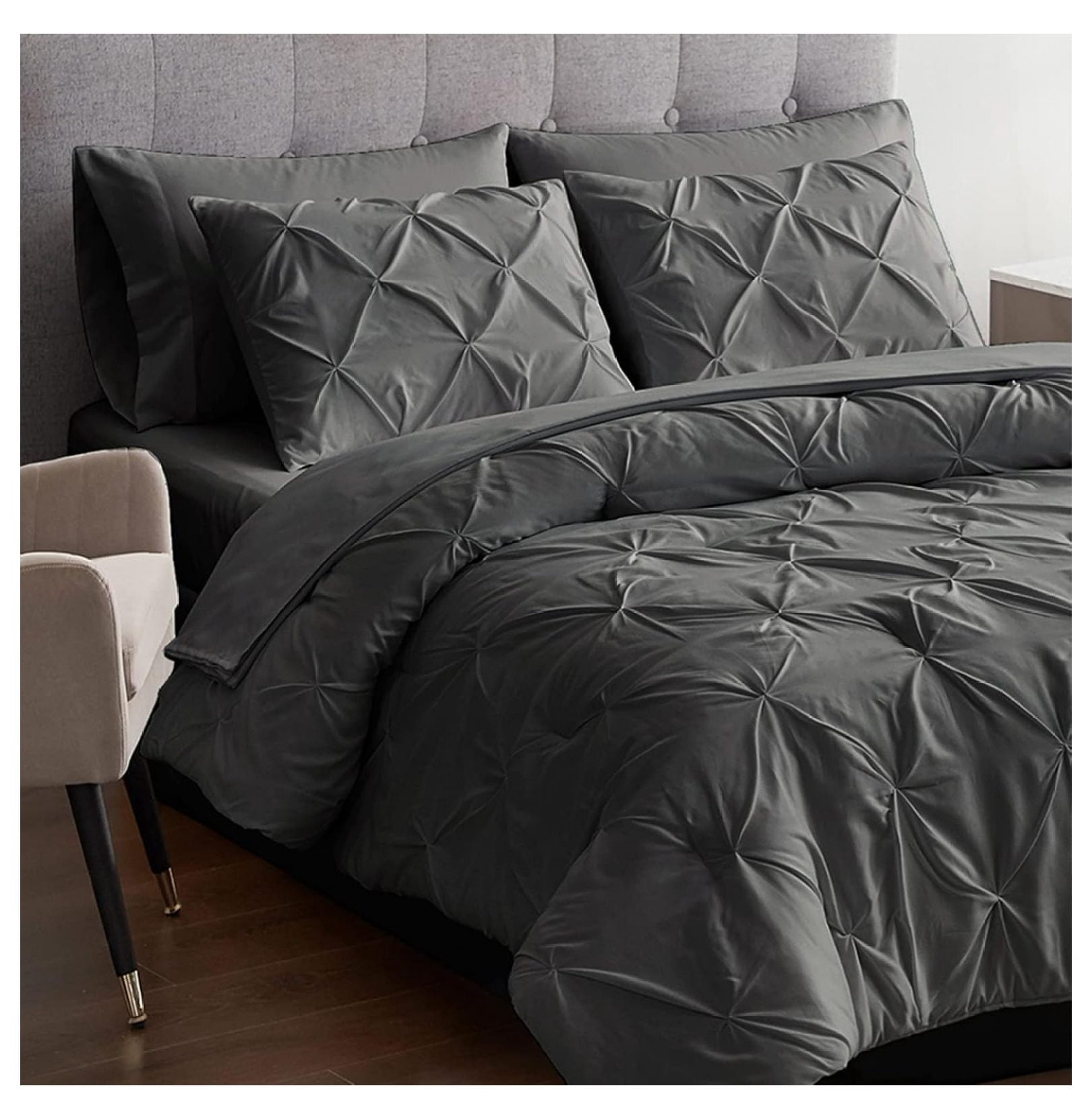 TiaGOC King Comforter Set - 7 Pieces Pintuck Bed in A Bag King ...