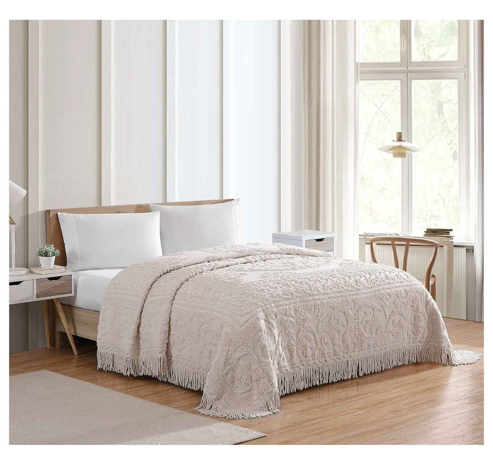 TiaGOC Medallion Chenille Bedspread, King, Blush - Walmart.com