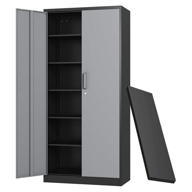 TiaGOC Metal Storage Cabinet with Lock Door and 5 Shelves,6 Tier Steel ...