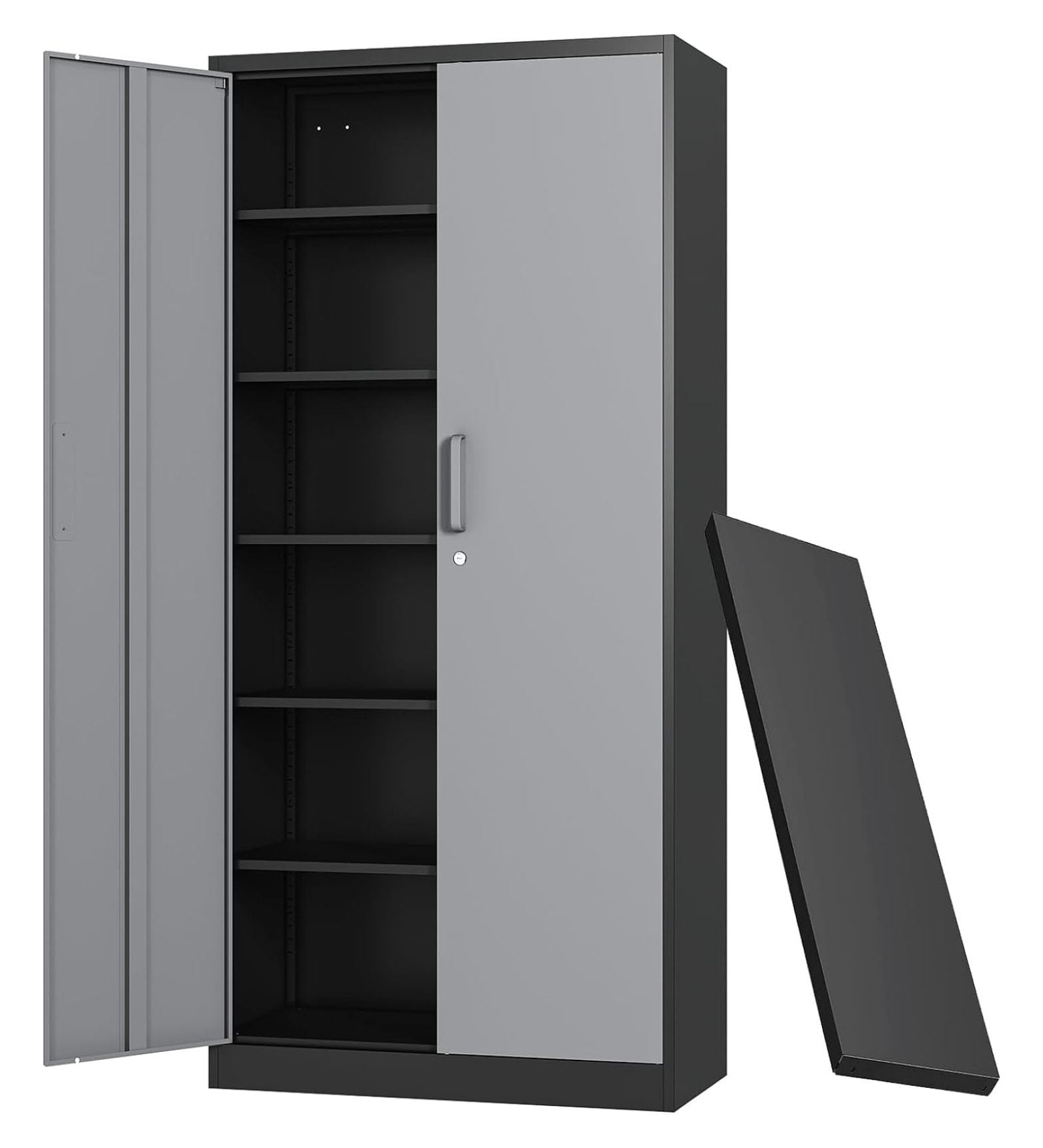 TiaGOC Metal Storage Cabinets with Lock Door and 5 Adjustable Shelves ...