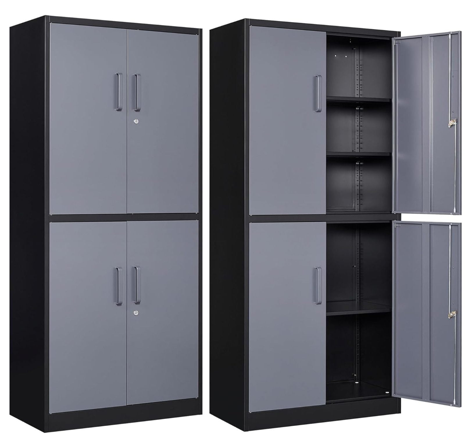 TiaGOC Metal Storage Cabinets with Lock Door and Shelves, Steel Garage ...