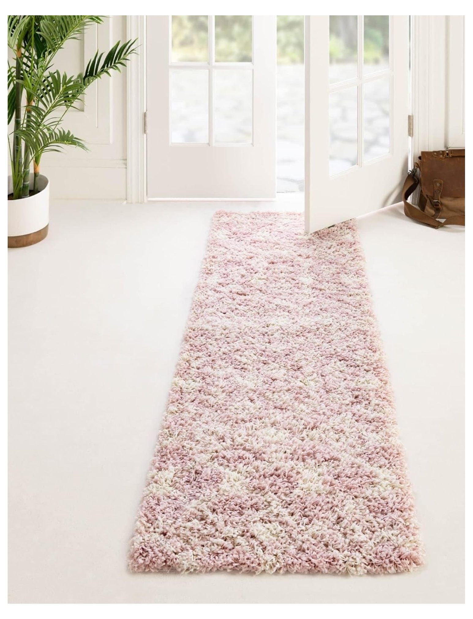 TiaGOC Moroccan Trellis Shag Collection Rug – 3' 3 x 16' 5 Runner Light ...