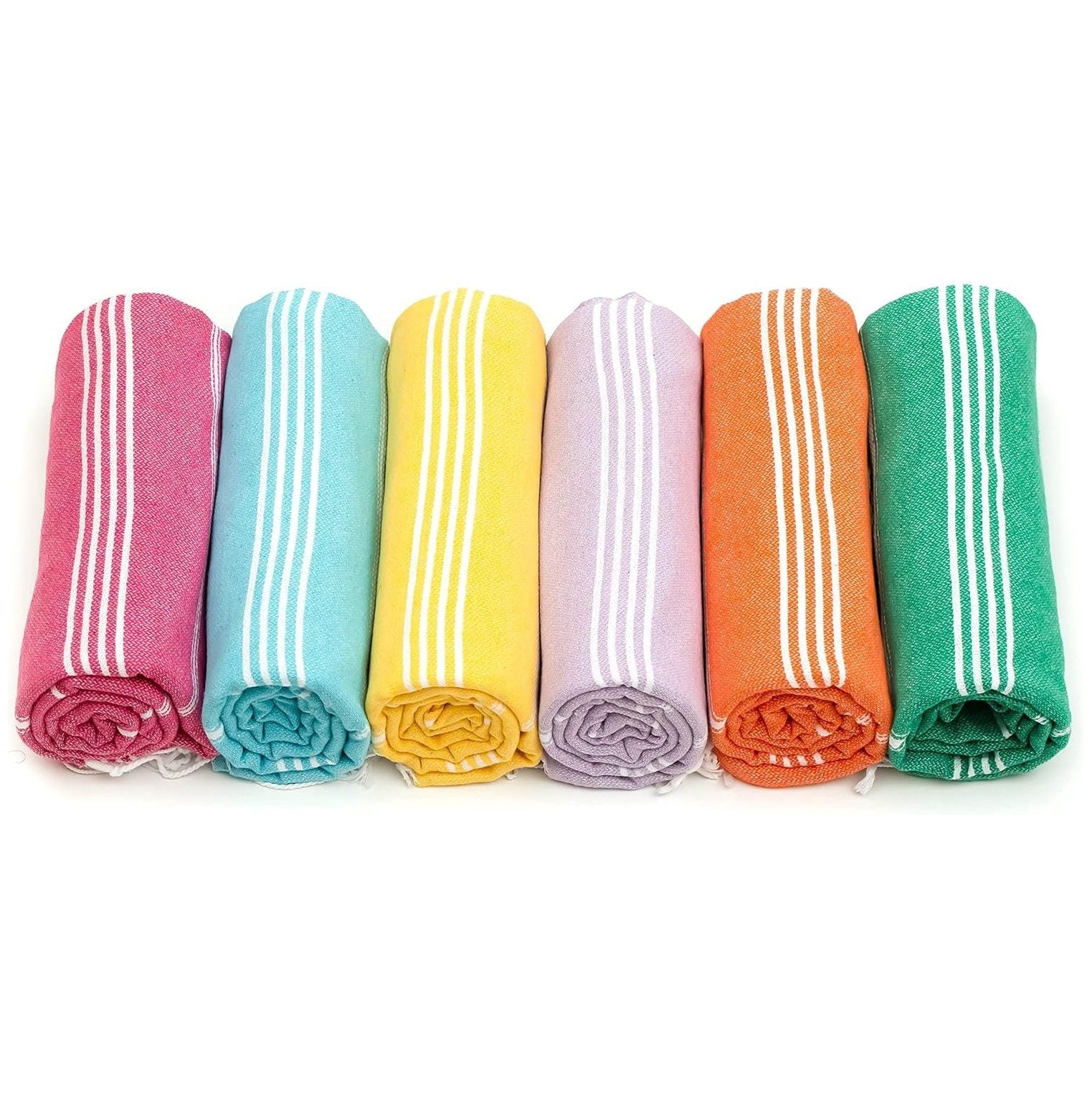 TiaGOC Packs of 6 Turkish Beach Towel Bath Towels Multi-Purpose Pool ...