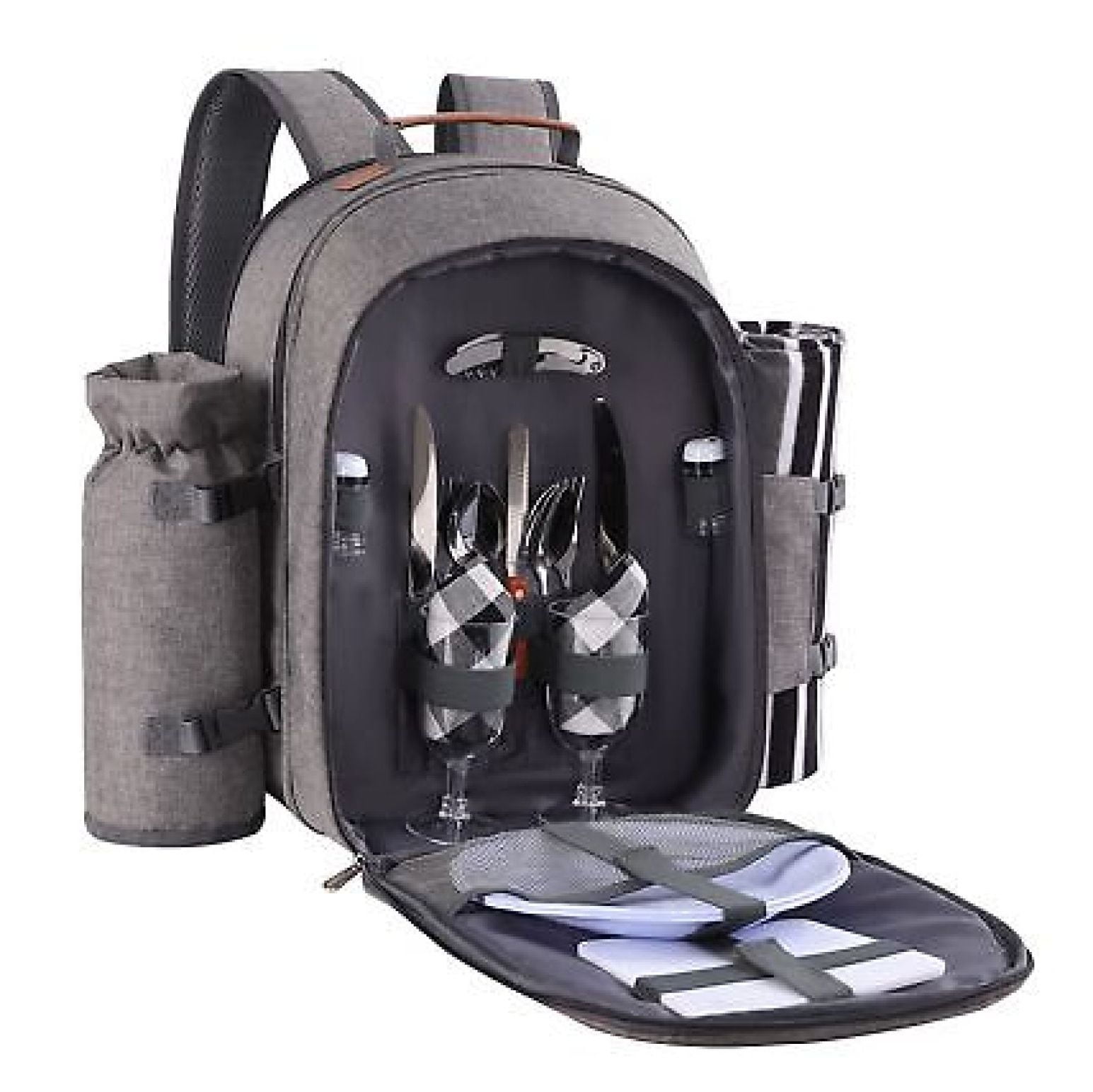 TiaGOC Picnic Backpack Set for 2 Person with Cooler Compartment, Detac ...