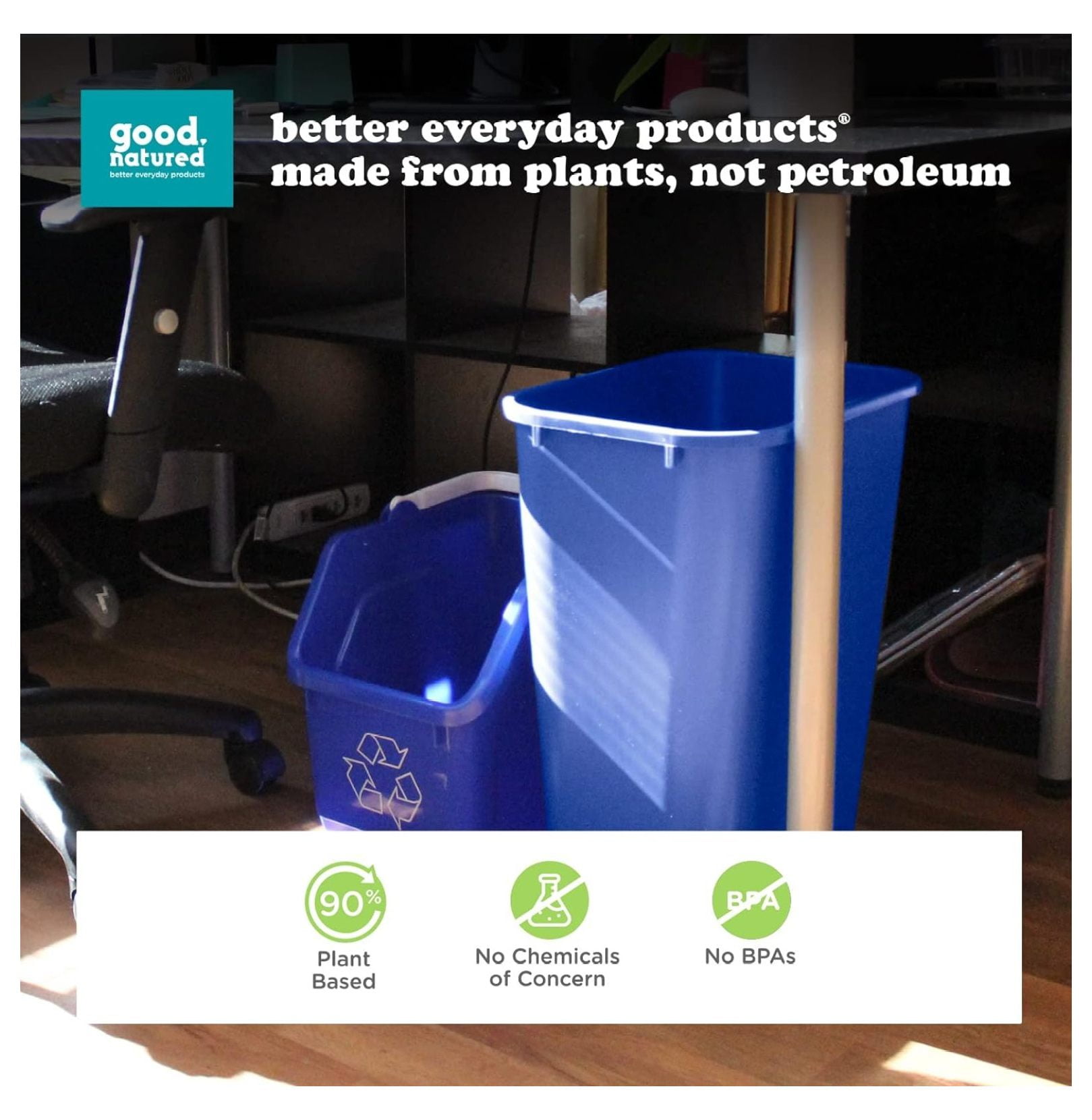 TiaGOC Plant Based Tall Recycler - 10.25 Gallon Recycle Bin for Kitchen ...
