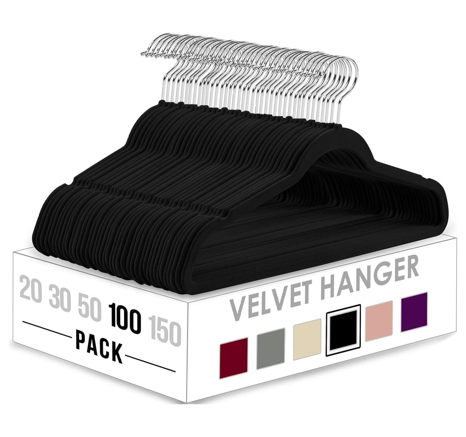 TiaGOC Premium Velvet Hangers 100 Pack - Non-Slip Clothes Hangers - Black Hangers - Suit Hangers ...