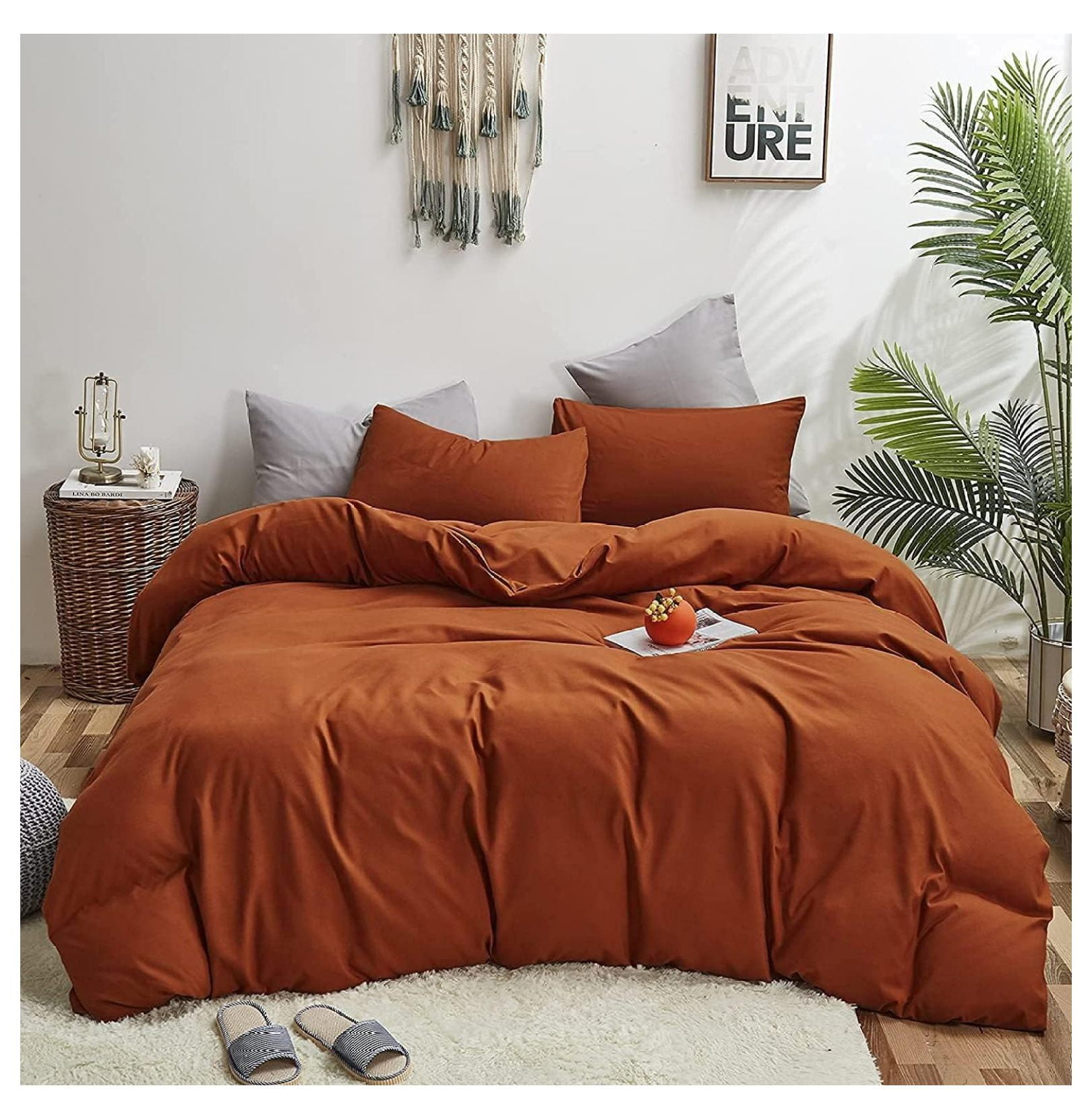 TiaGOC Rust Comforter Set Burnt Orange Bedding Sets Terracotta Bedding ...