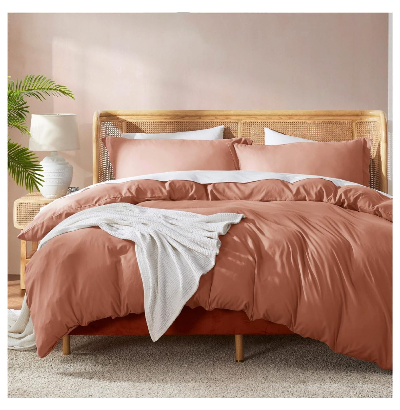 TiaGOC Rust Duvet Cover Queen Size - Soft Double Brushed Queen Duvet Cover Set, 3 Piece, with ...