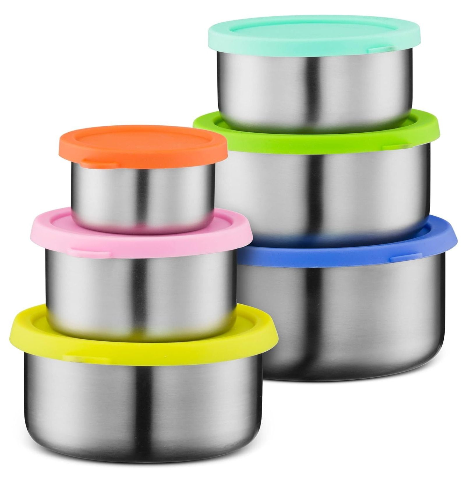 TiaGOC Stainless Steel Snack Containers with Lids, Leakproof Lunch ...