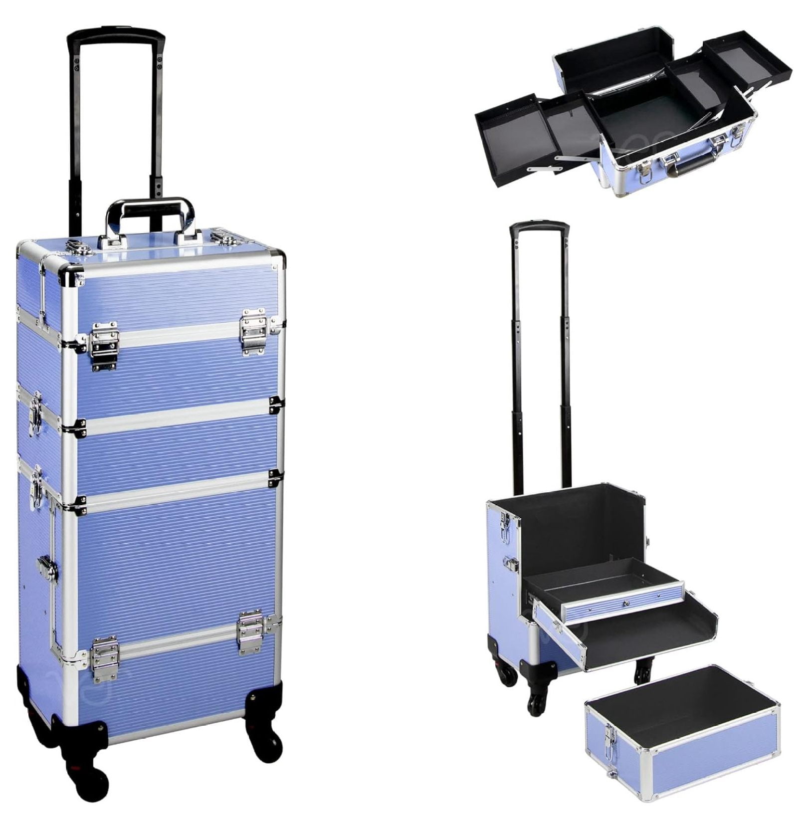 TiaGOC Travel Makeup Train Case Organizer, 4 Wheel Rolling System ...
