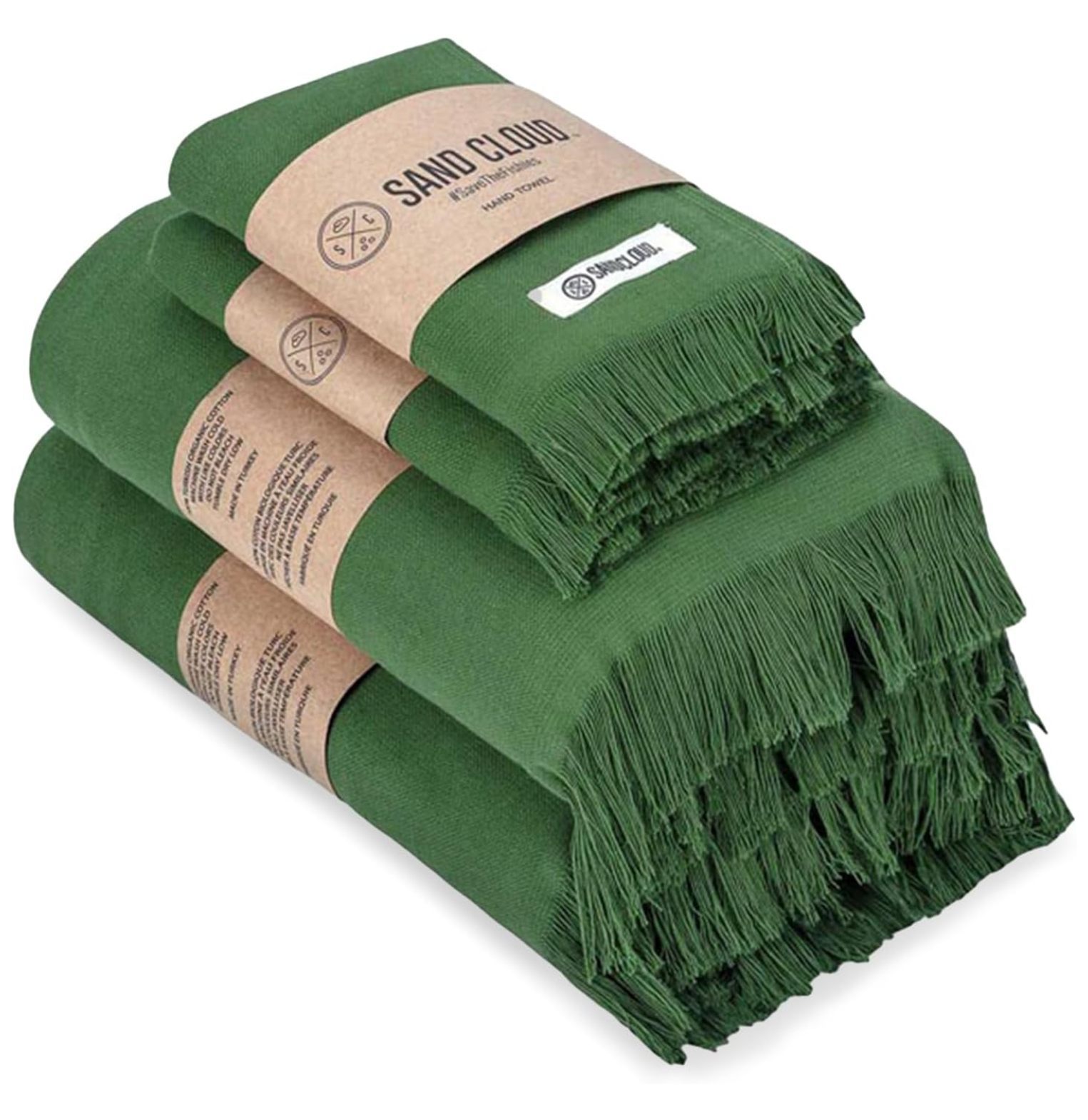 TiaGOC Turkish Bath Towels Bundle for Bathroom, Set of 4 (Terra Green ...