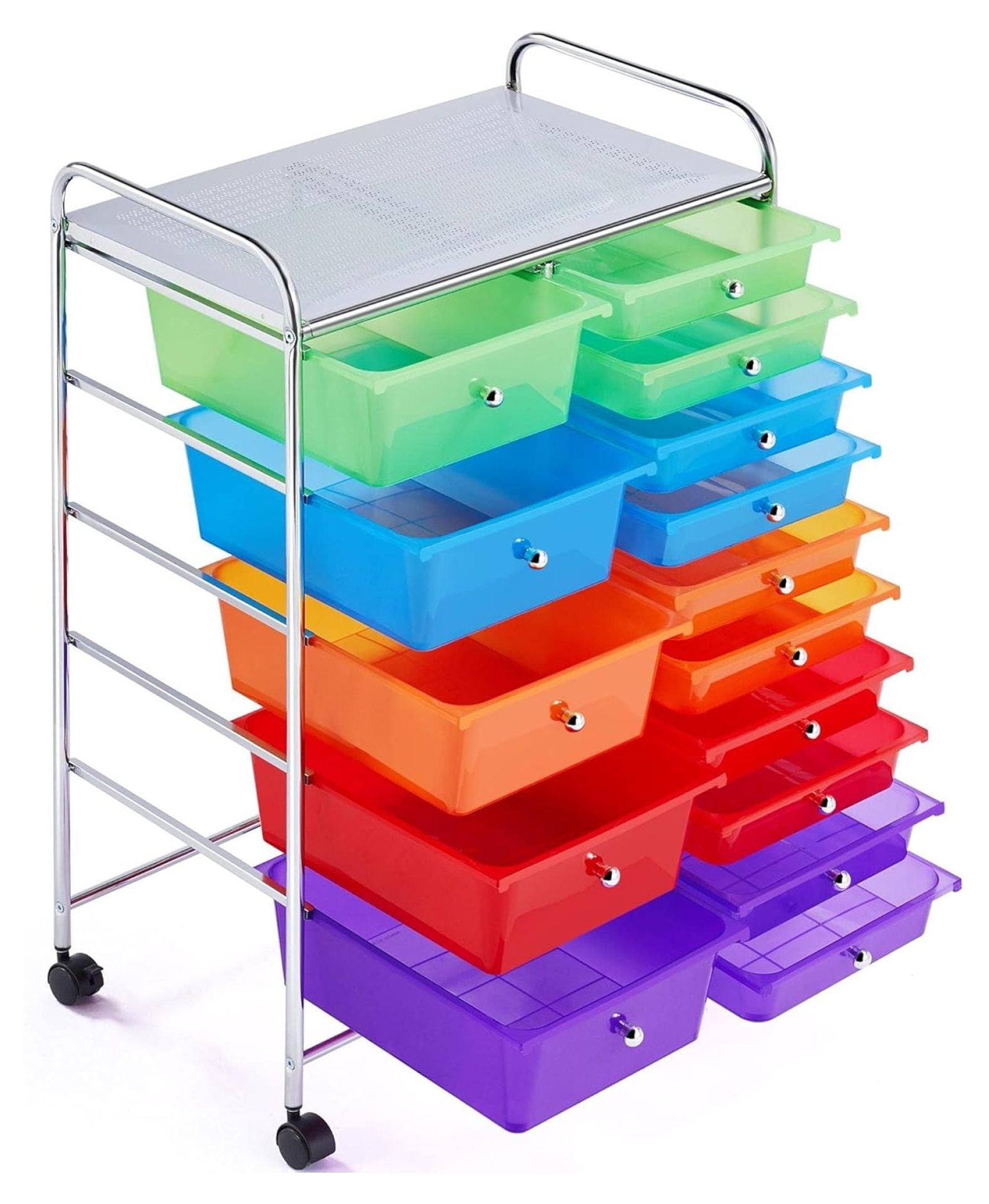 TiaGOC Utility Cart with 15 Drawers Rolling Cart Organizer Plastic ...