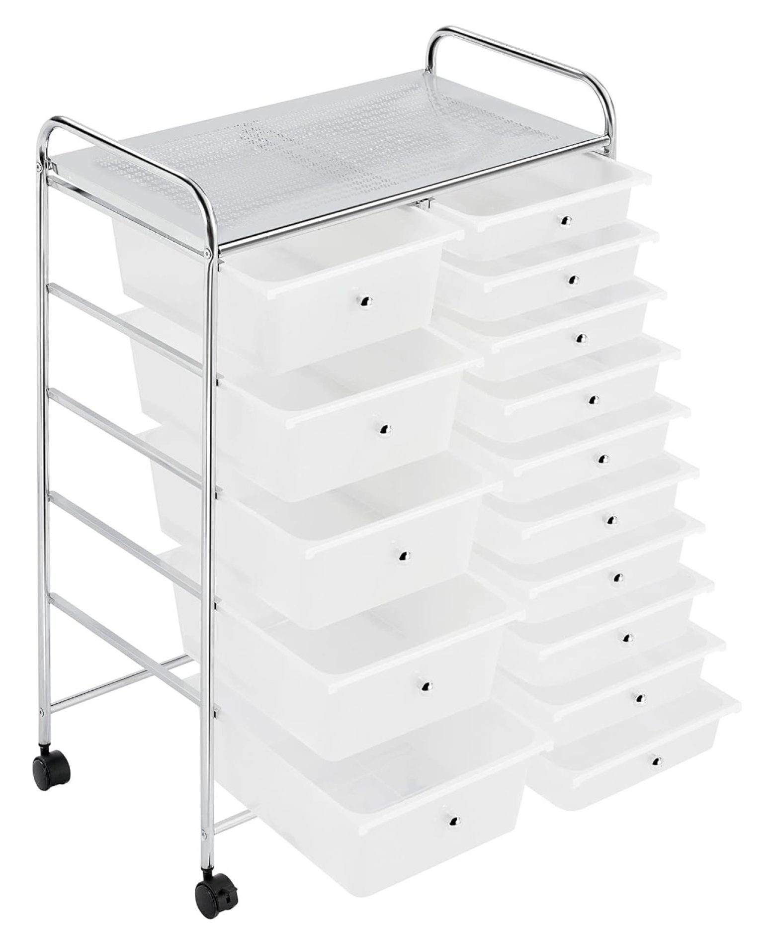 TiaGOC Utility Cart with 15 Drawers Rolling Cart Organizer Plastic ...