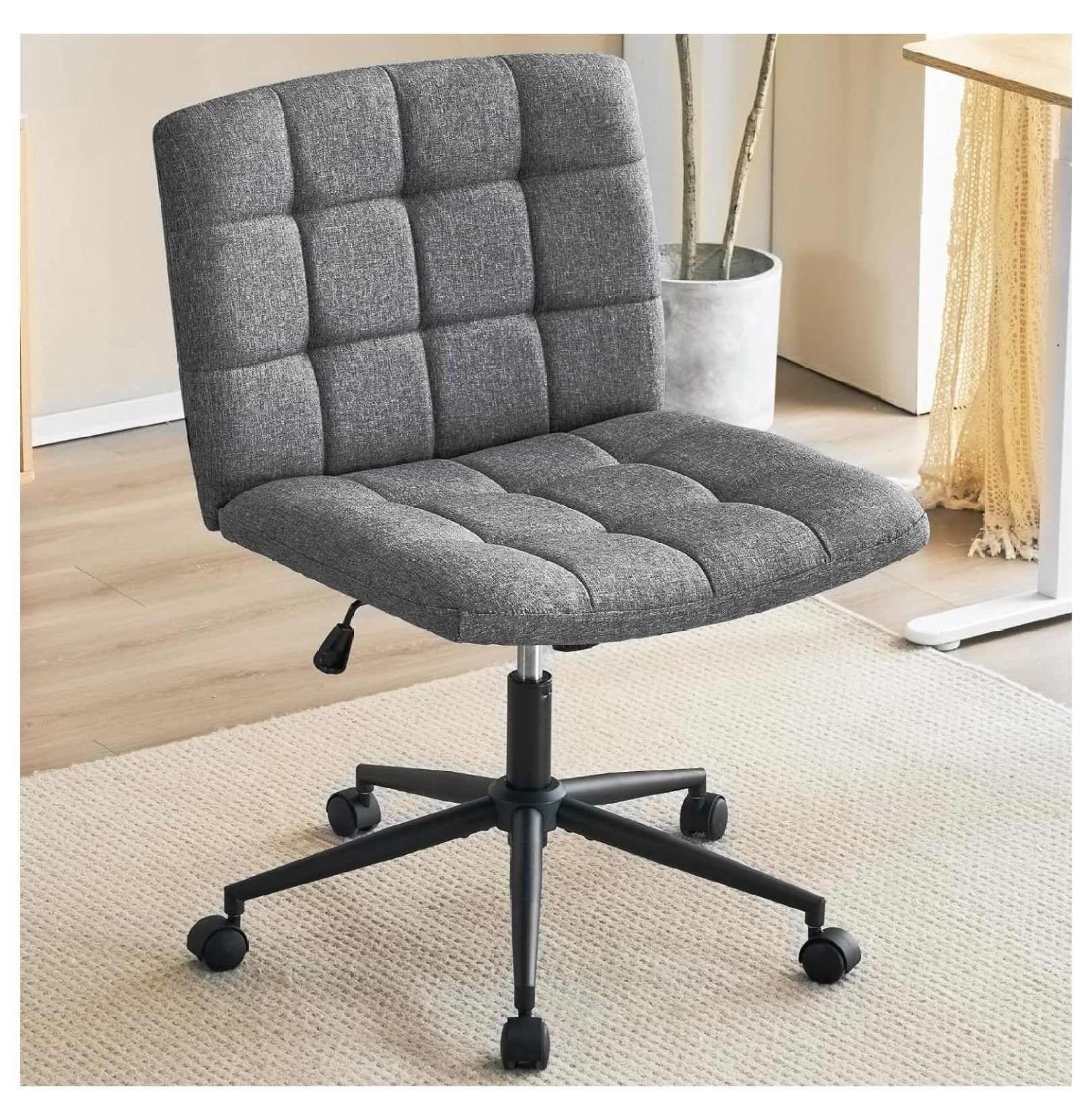 TiaGOC Wide Armless Desk Chair with Wheels, Back Swivel Criss Cross ...