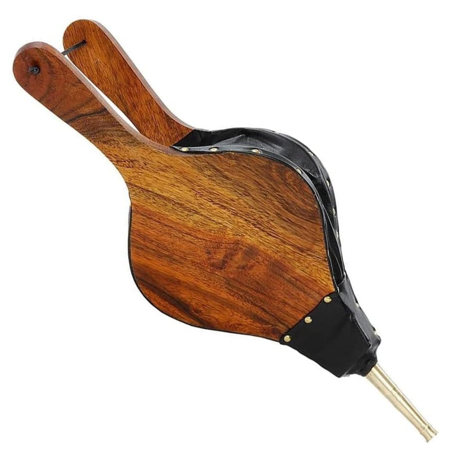 TiaGOC Wood Fire Blower with Black Leather and Solid Brass Nozzle ...