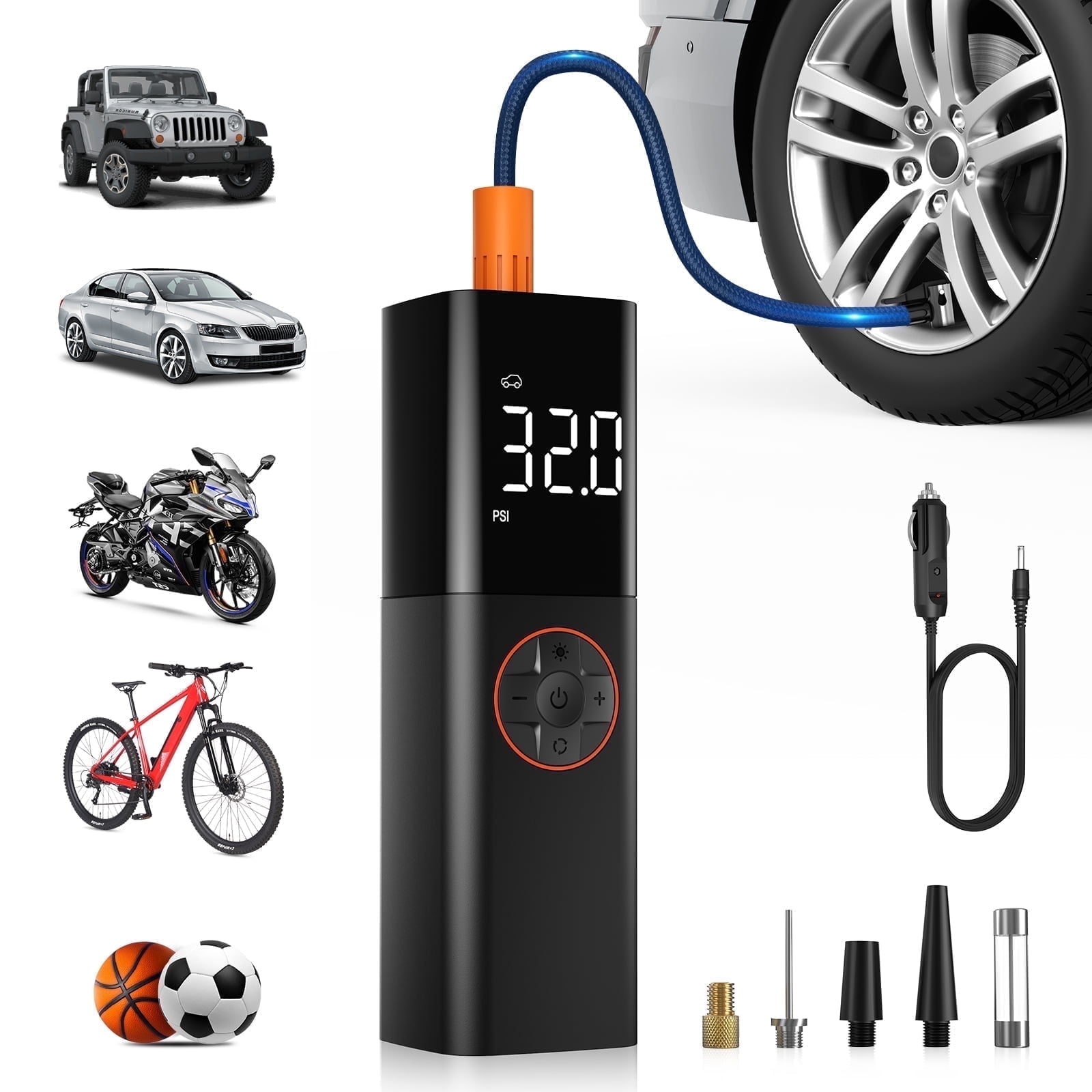 LUFF Tire Inflator Portable Air Compressor, 150PSI Air Pump for Car ...