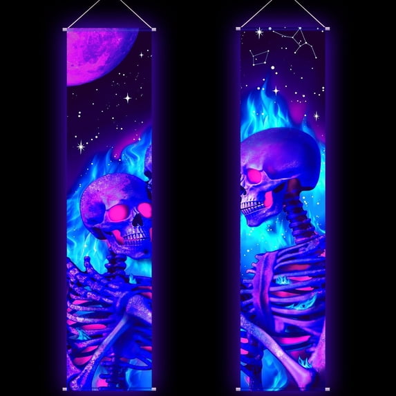 Tiamon 2 Pieces Black Light Art Wall Decor Trippy Blacklight Tapestry ...