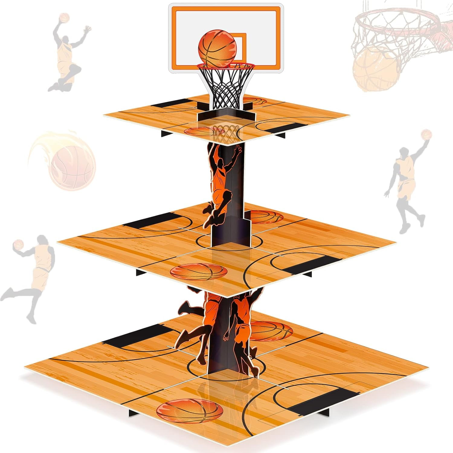 Tiamon 3 Tier Basketball Party Decorations Cupcake Stand Basketball ...