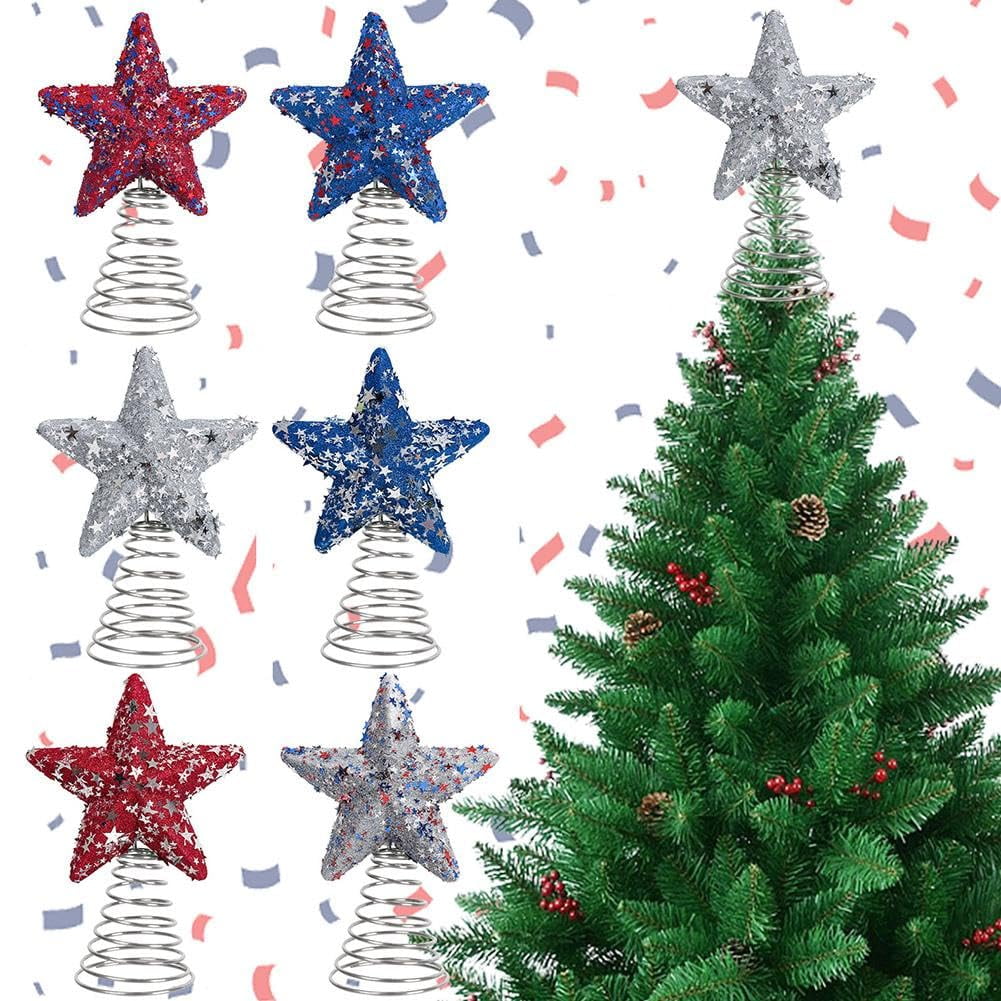 4th of July Star Tree Topper,Patriotic Star Tree Topper Decoration ...