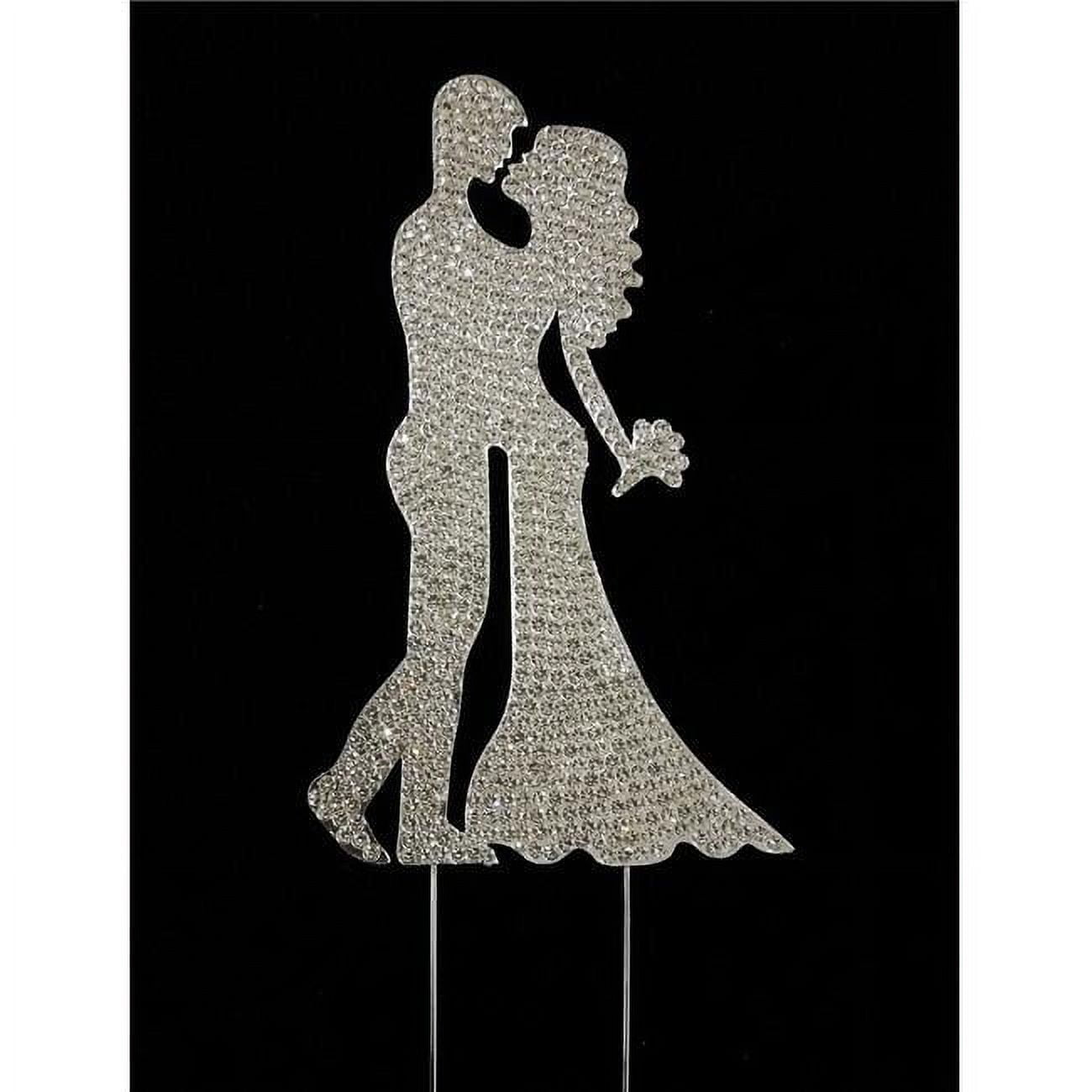 Tian Sweet 33014-BG3 Bride & Groom Rhinestone Cake Topper - Silver ...