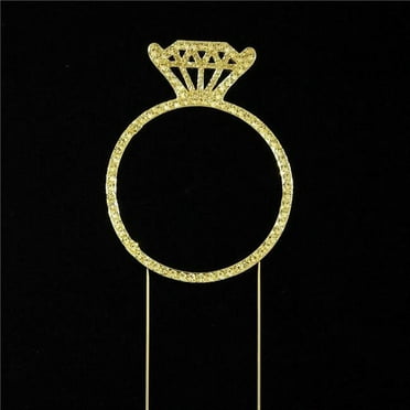 O'Creme Engaged-with-Ring-and-Diamond-Ring Cake Topper, Silver ...