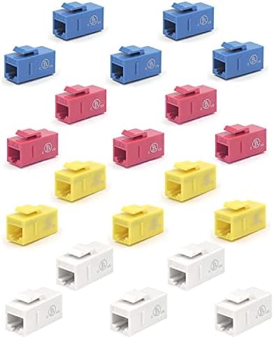 TianQi UL Listed 15-Pack Blue+Red+Yellow CAT6 Keystone Coupler Bundle ...