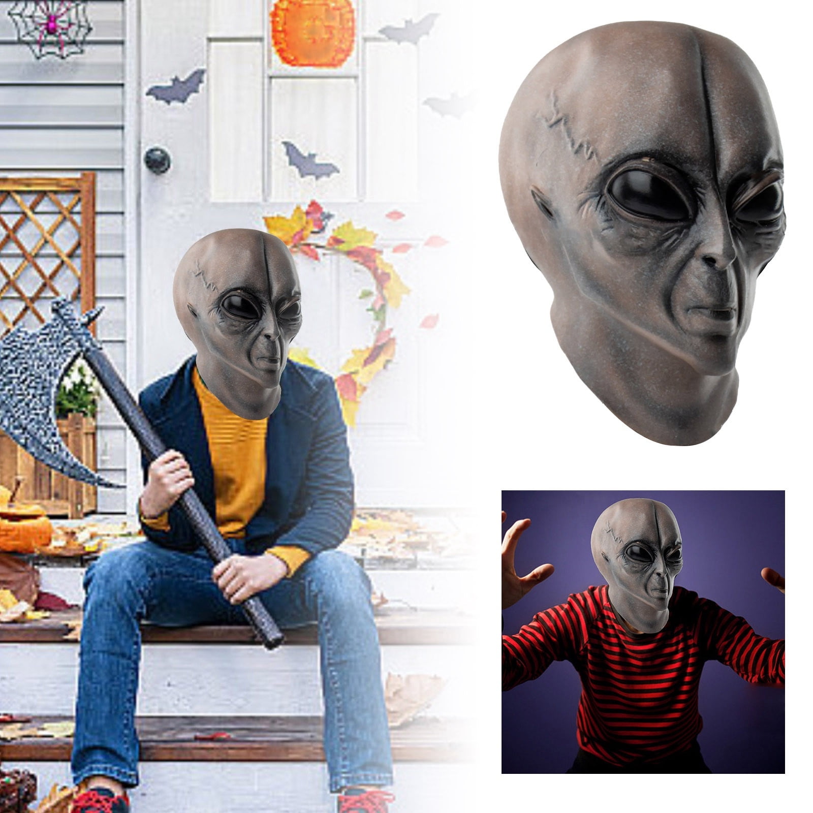TianZHIH Halloween Masks for Adults Alien Black Halloween Masks Half ...