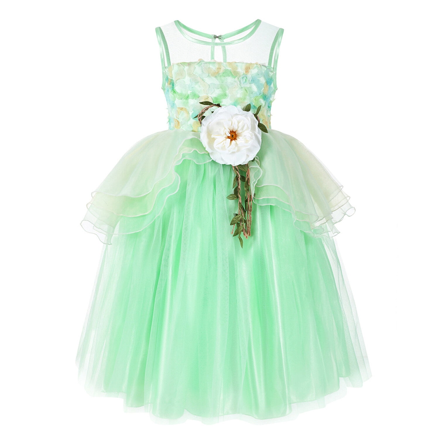 Tiana Costume Dress for Girls Birthday Role Play Dress Up Ball Gown ...