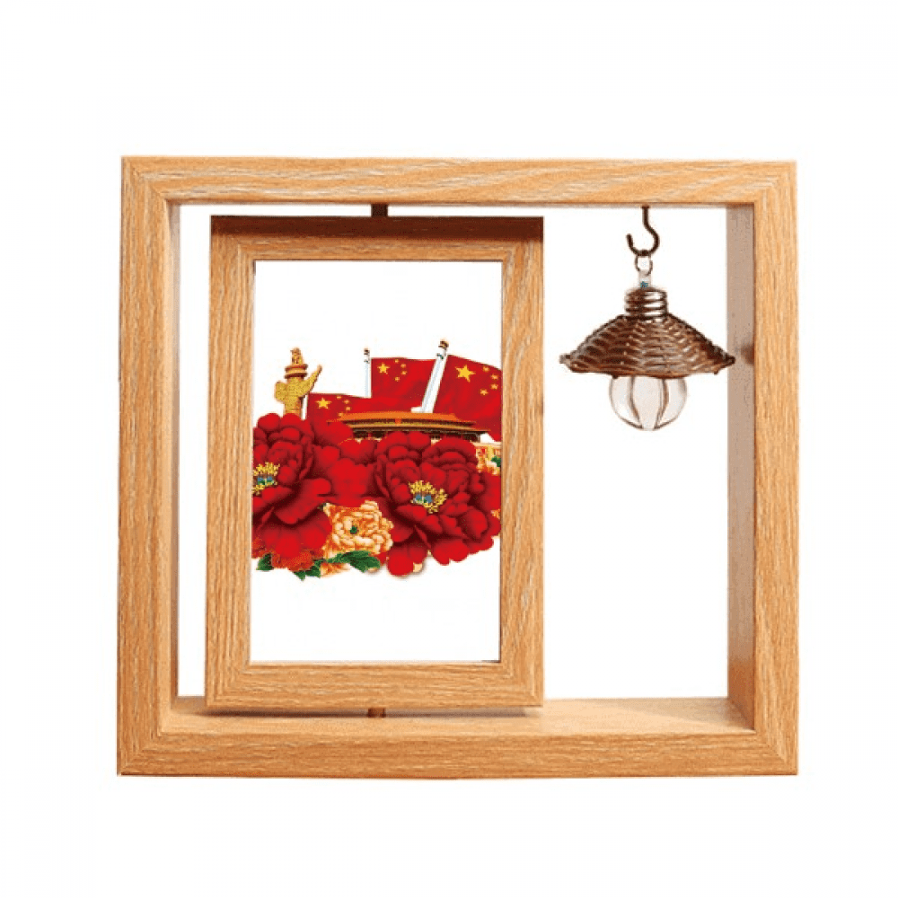 Tiananmen Starred Red Flag China Wooden Rotating Picture Photo Frame ...