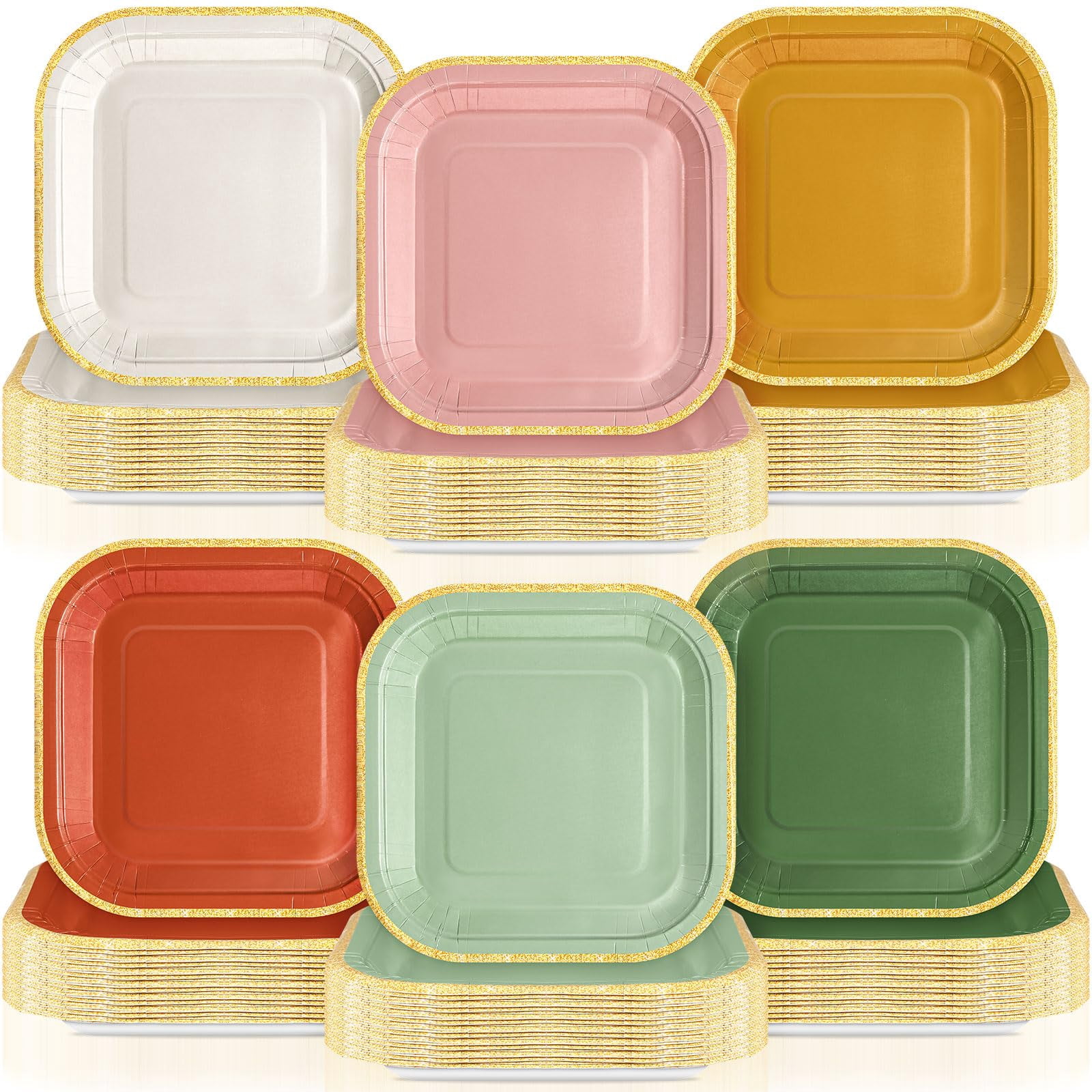 Tiangrid 120 Pcs Boho IFF17 Paper Plates 7 Inch Colored Party ...