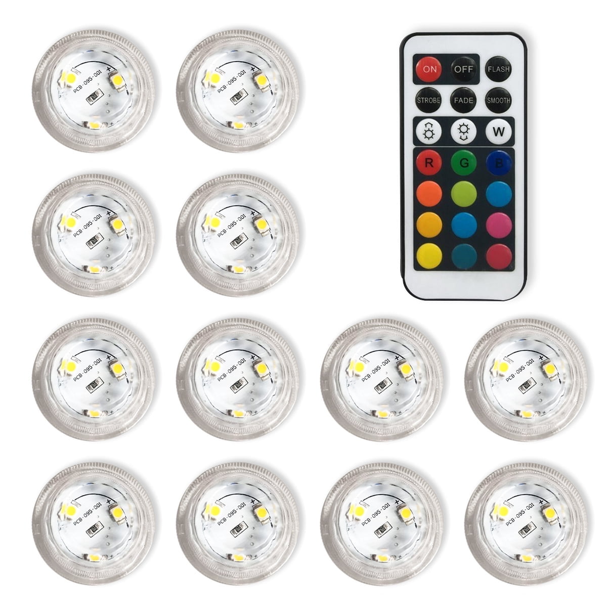 Tianherq 12 Pack 13 Colors Changing Submersible LED Lights with Remote Control, 3 LEDs Pool ...