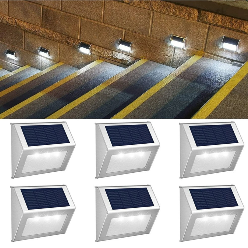 Tianherq 6 Pcs Stainless Steel Solar Fence Lights, Waterproof 3 LED ...