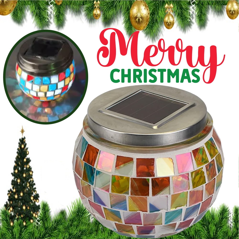 Tianherq Solar Powered Glass Mosaic Ball Led Garden Lights ...