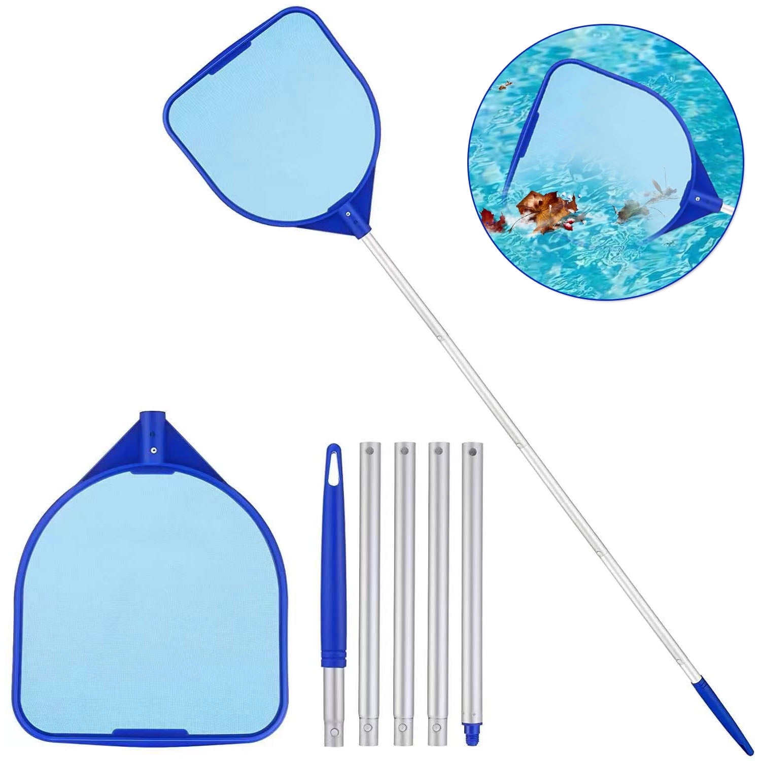 Tianherq Pool Skimmer with 5 Sections Telescopic Pole & Nylon Fine Mesh ...