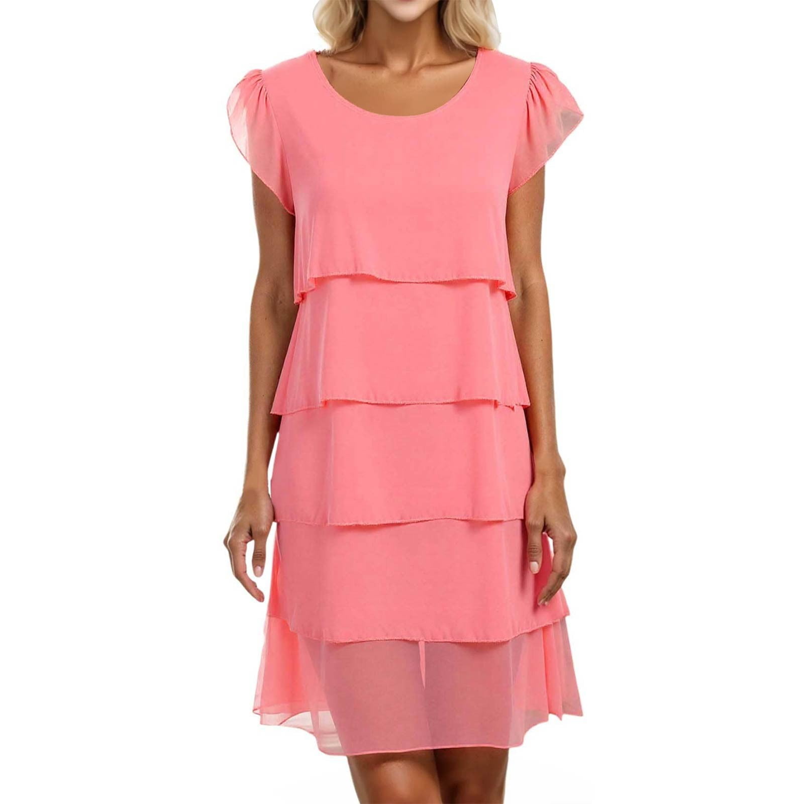 Tianiyouqing Chiffon Sundress Wedding Guest Dress for Women Short ...